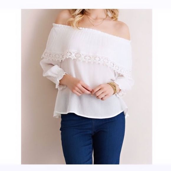 Tops | New Whiteoff Shoulder Flowy Overlay Top Cottagecore | Poshmark